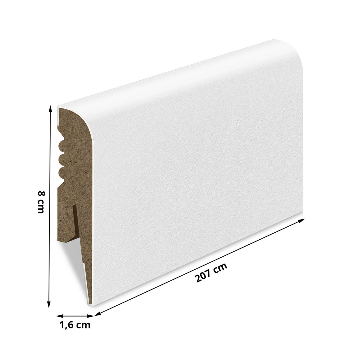 Listwa Przypodłogowa MDF Gładka - BIAŁA - profil R8 Biały \ 8 cm ...